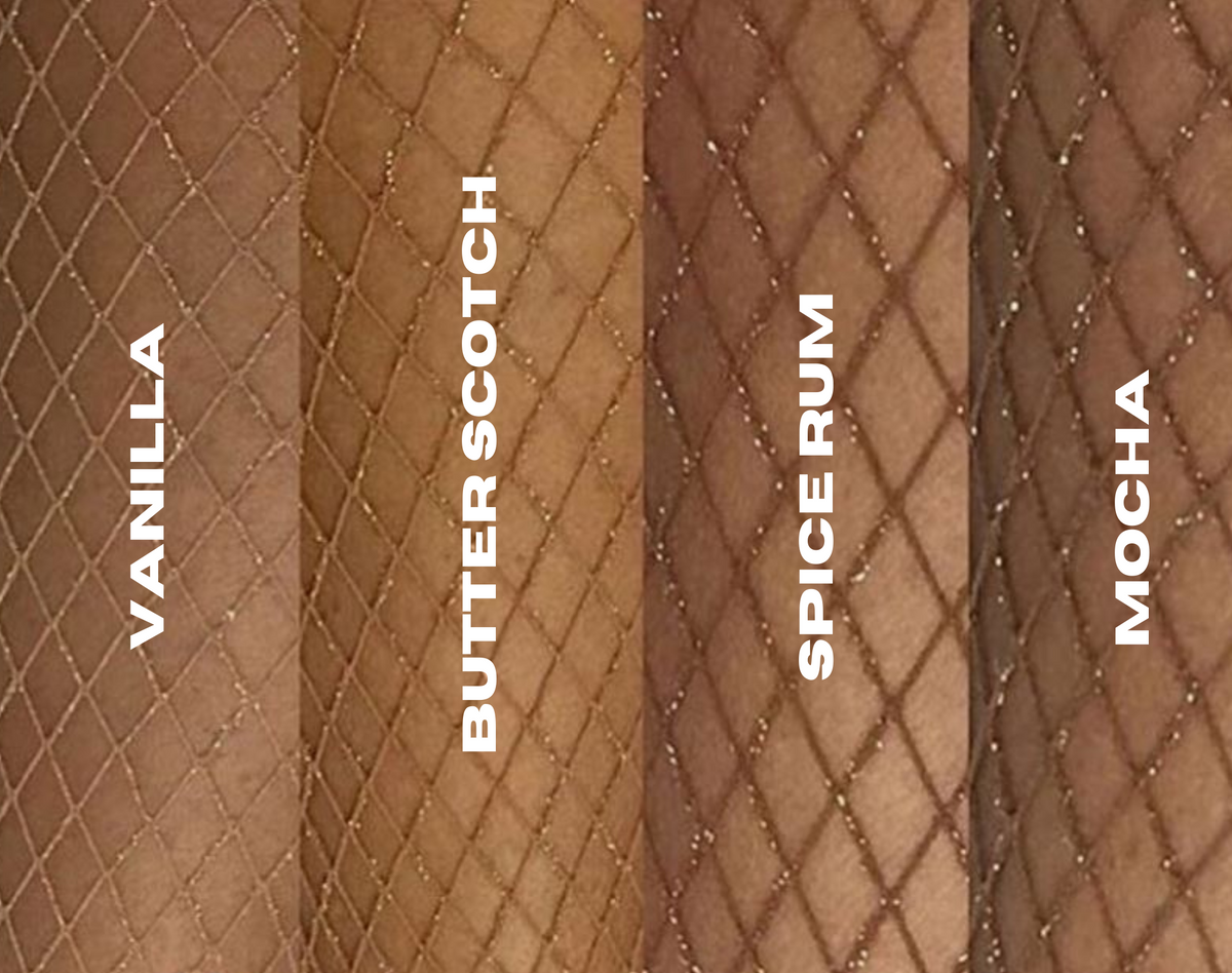 V-Cut Carnival Skin Tone Fishnet Stockings | Fete Expert